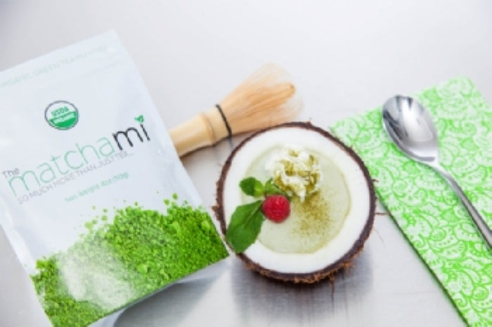 Raspberry Matcha Pudding in a Coconut Bowl Recipe | Teami