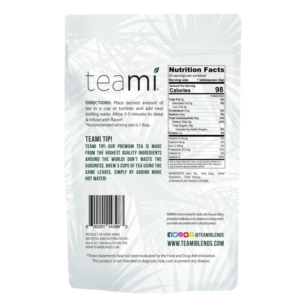 Teami Refresh Tea Blend - Mint Tea with Rose Buds & Dried Fruit